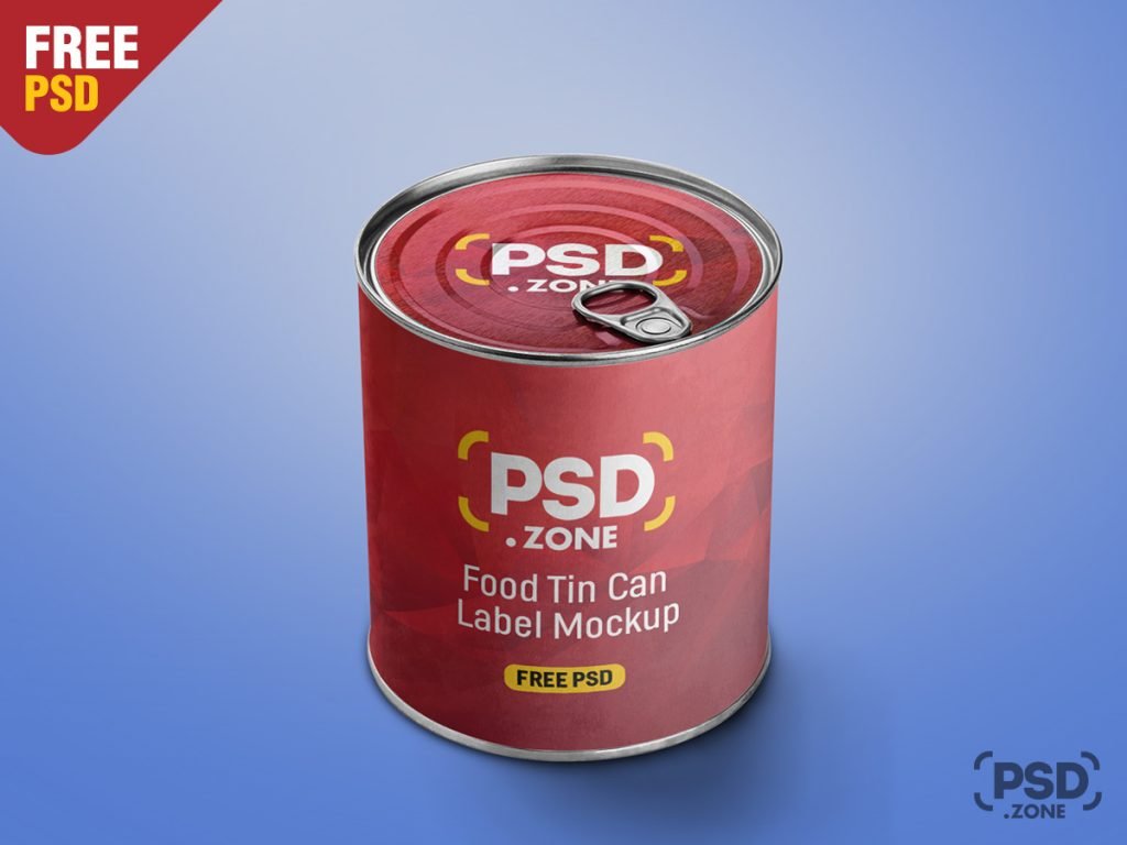 Food Tin Can Label PSD Mockup – PSD Zone