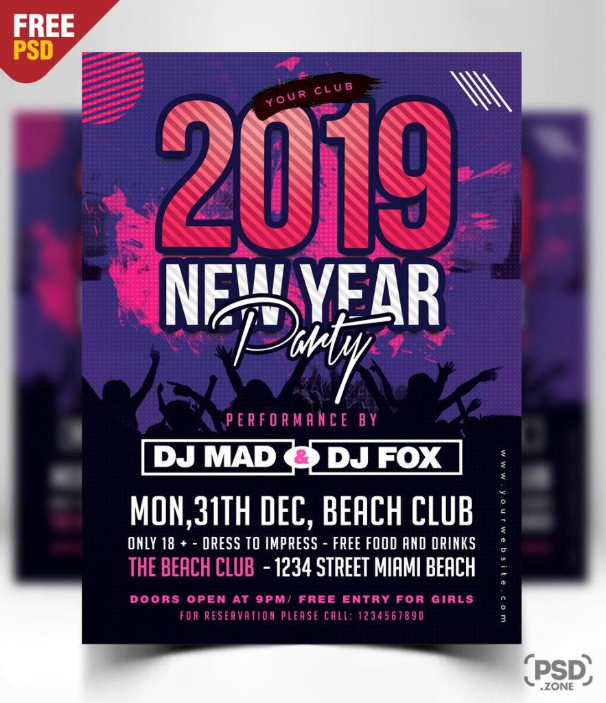 New Year 2019 Party Flyer PSD - PSD Zone