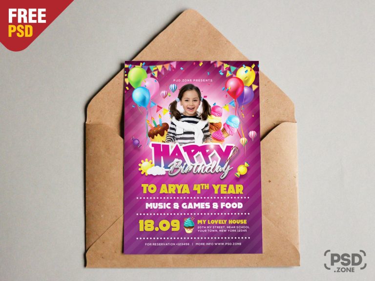 A5 Birthday Invitation Card PSD - PSD Zone A5 Birthday Invitation Card PSD - PSD Zone