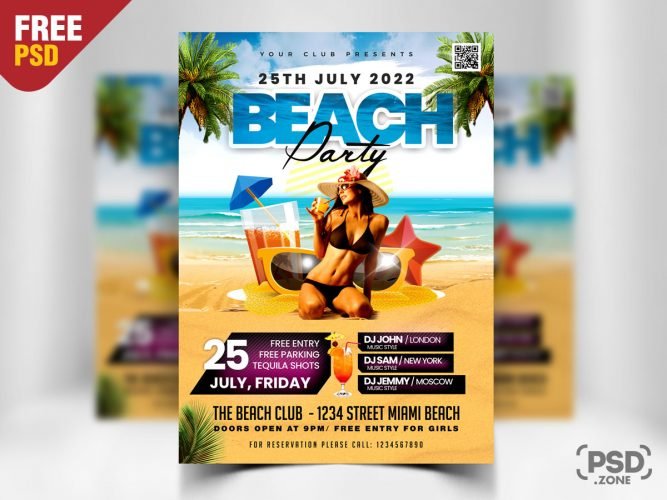 Beach Party Flyer Template PSD – PSD Zone