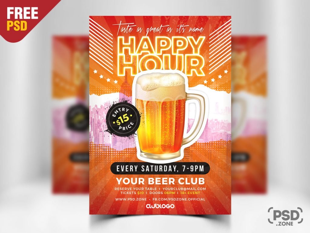 Happy Hour Promotion Flyer PSD Template – PSD Zone