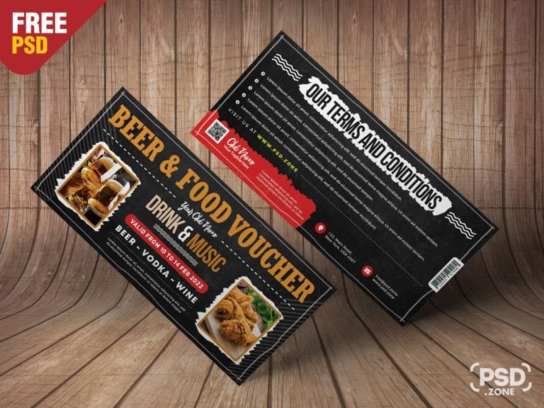 Beer and Food Voucher Template PSD – PSD Zone