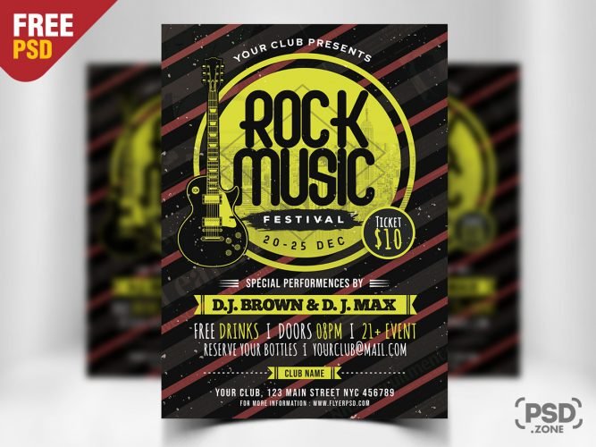 Rock Music Festival PSD Template – PSD Zone