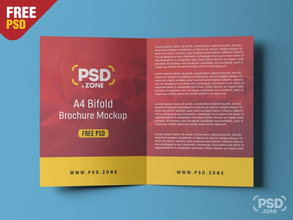 A4 Bifold Brochure Mockup PSD (Left and Right) - PSD Zone