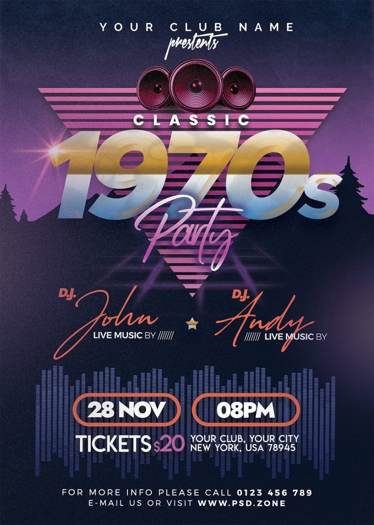 Classic Retro Style Party Flyer PSD – PSD Zone