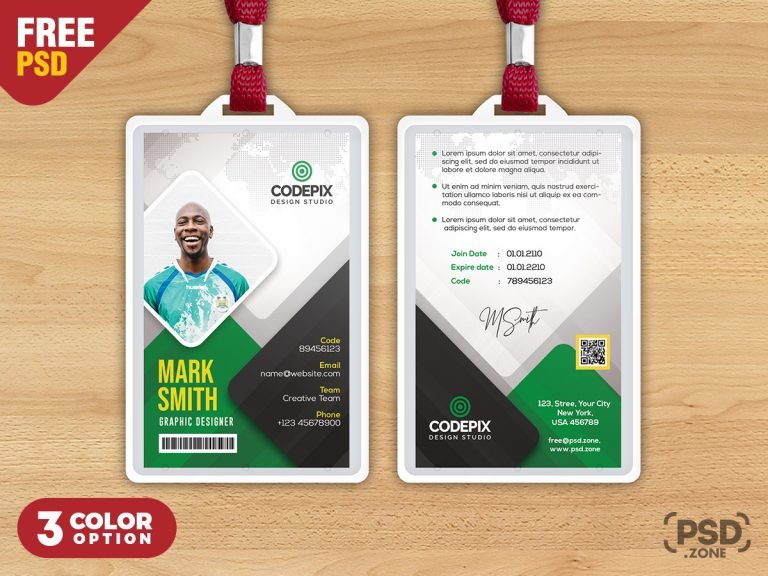 Office Photo ID Card PSD Template – PSD Zone