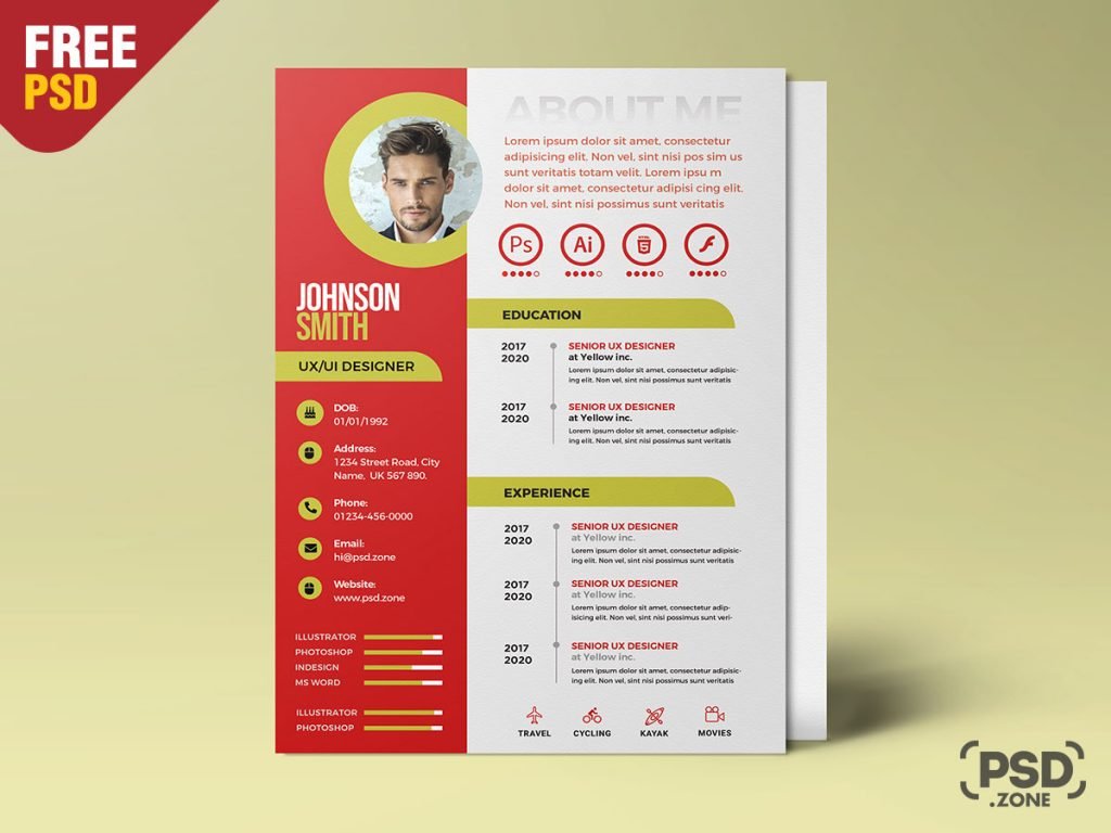 A4 Designer Resume PSD Template – PSD Zone