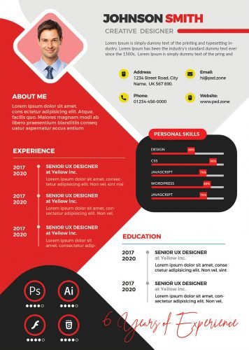 Clean Professional Job Resume CV PSD – PSD Zone