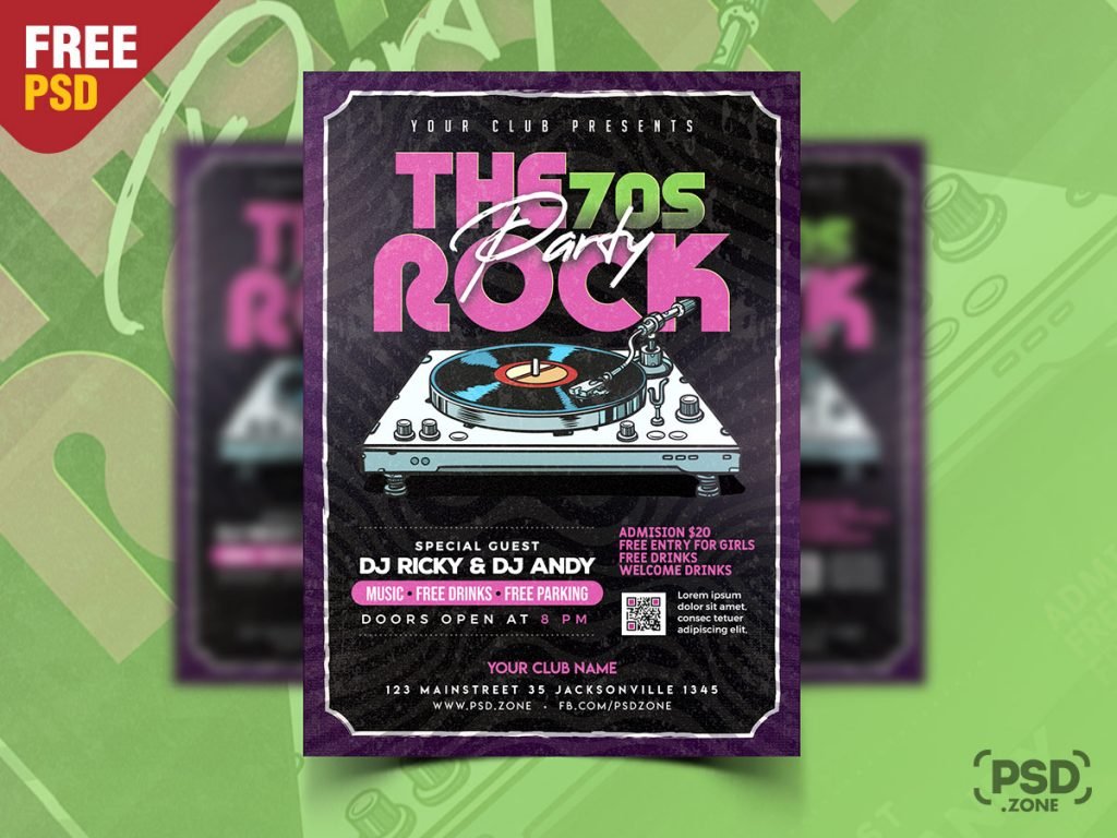 Retro Party Flyer Poster Design PSD – PSD Zone