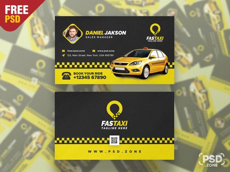 Taxi Cab Service Business Card PSD Template – PSD Zone