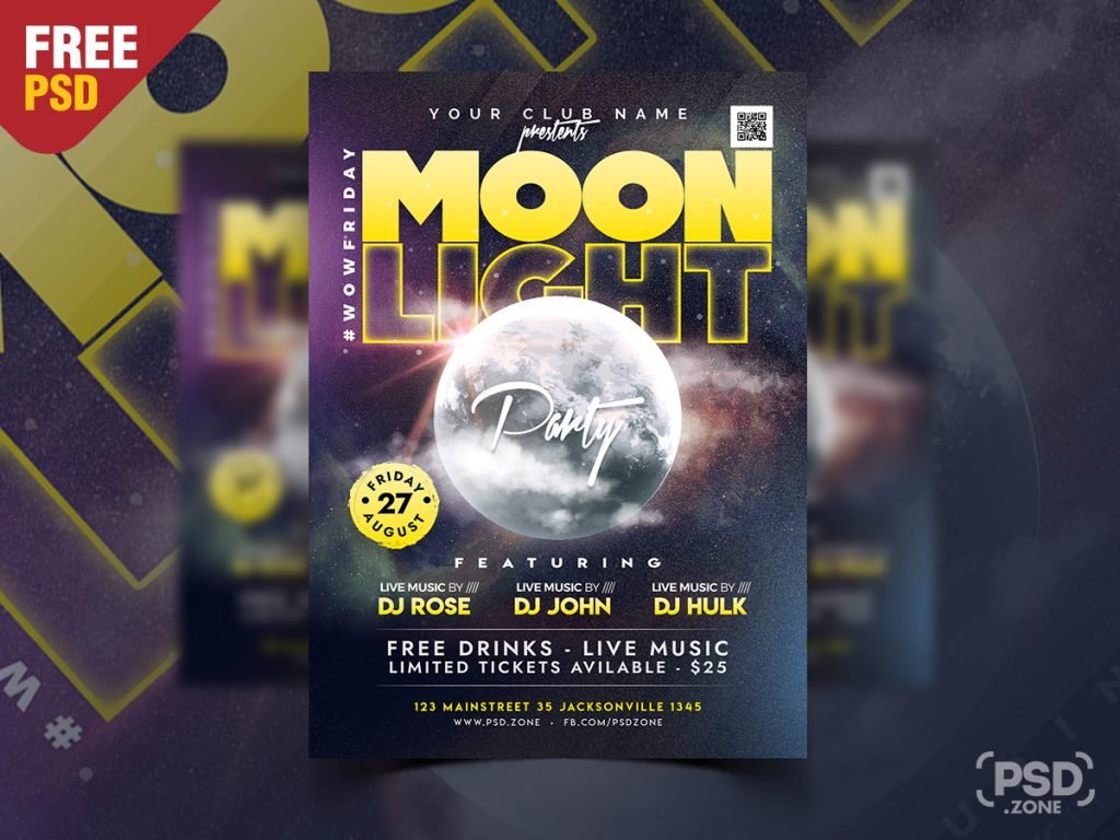 Moon Light Night Party Flyer PSD – PSD Zone