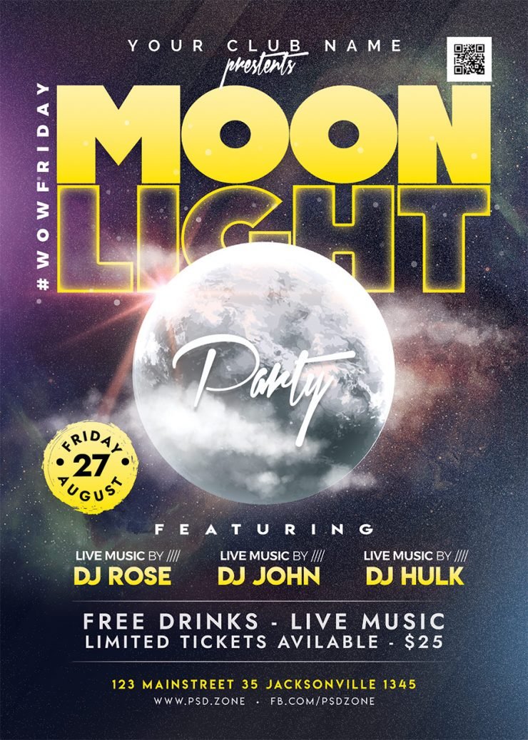 Moon Light Night Party Flyer PSD – PSD Zone