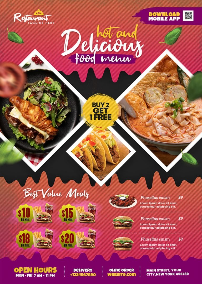 Modern Restaurant Food Flyer Menu PSD – PSD Zone