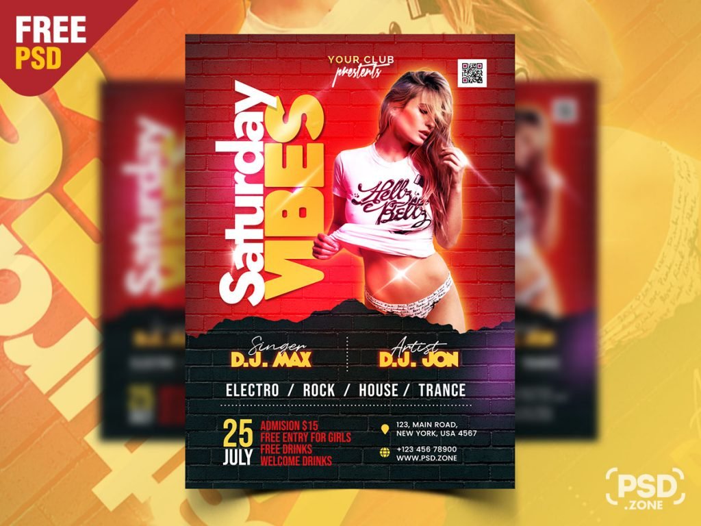 Saturday Vibes Party Flyer PSD Template – PSD Zone