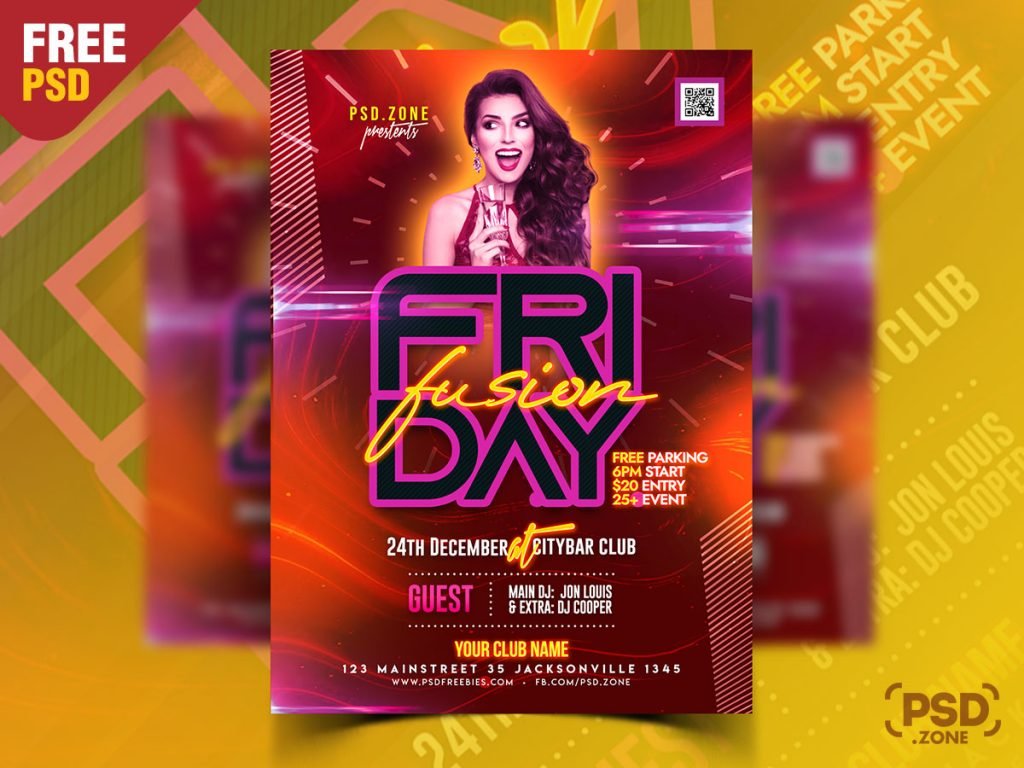 Friday Night Event Party Flyer Template – PSD Zone