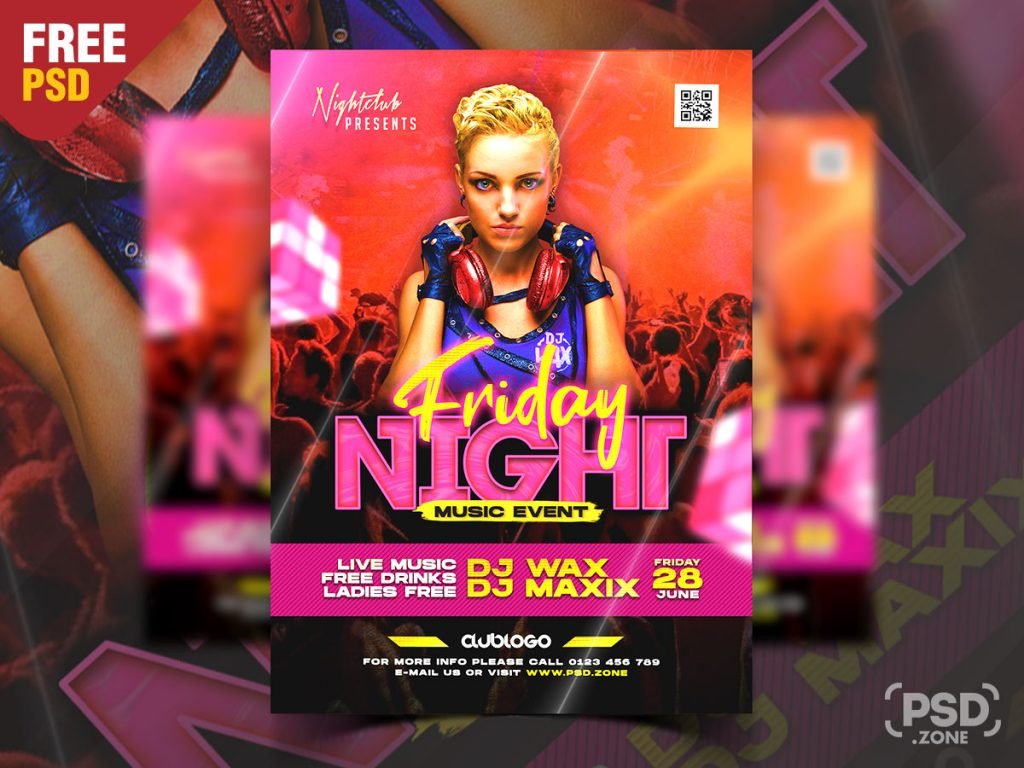 Nightclub Friday Party Flyer PSD Template - PSD Zone