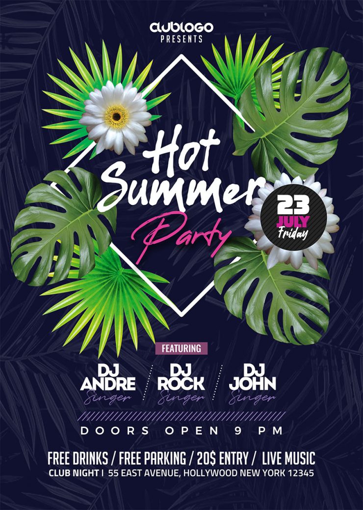 Tropical Summer Party Flyer Psd Template Psd Zone