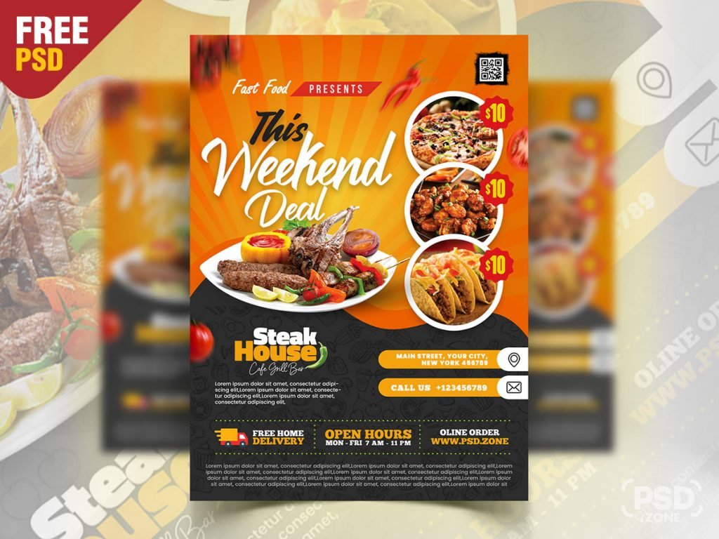 Food Menu and Restaurant Flyer PSD Template – PSD Zone