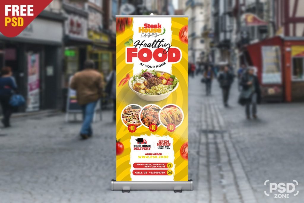 Restaurant Outdoor Roll up Banner Design PSD – PSD Zone