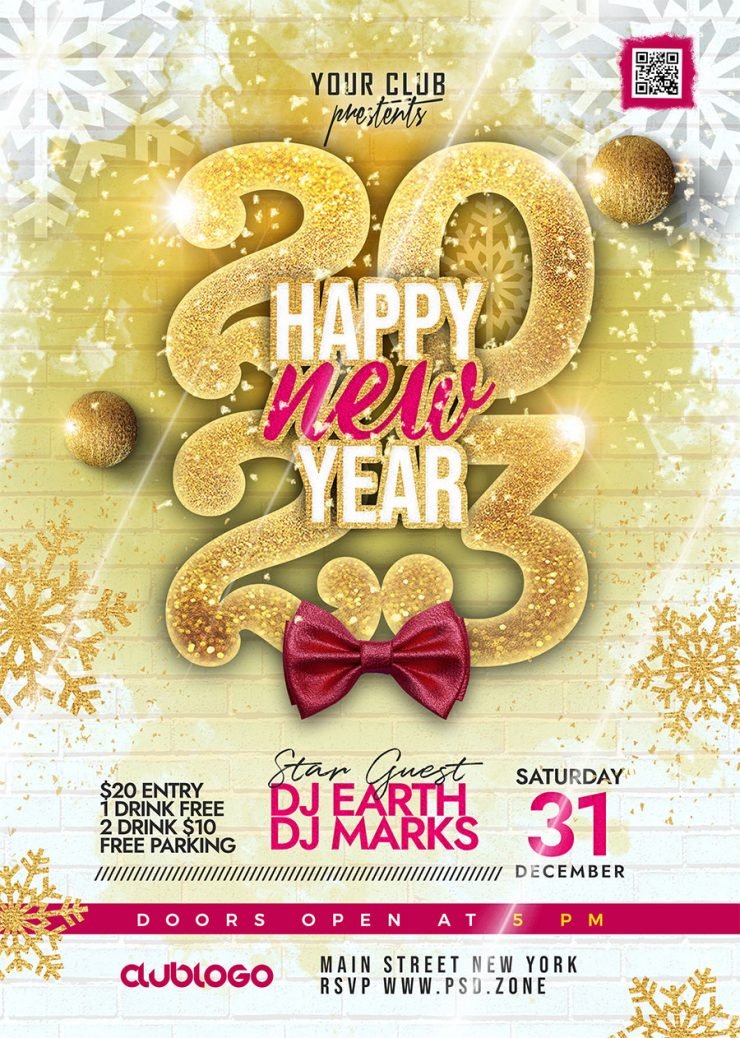 New Year 2023 Party Flyer PSD – PSD Zone