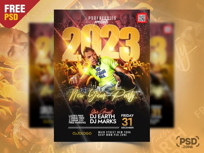 2023 New Year Party Flyer PSD Template – PSD Zone