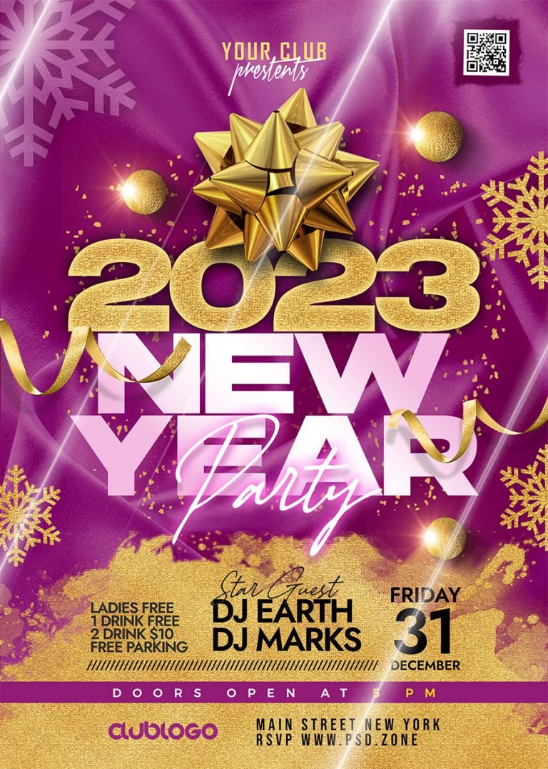 Elegant New Year 2023 Party Flyer PSD Template – PSD Zone