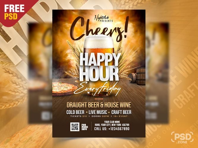 Happy Hour Club Party Flyer PSD – PSD Zone