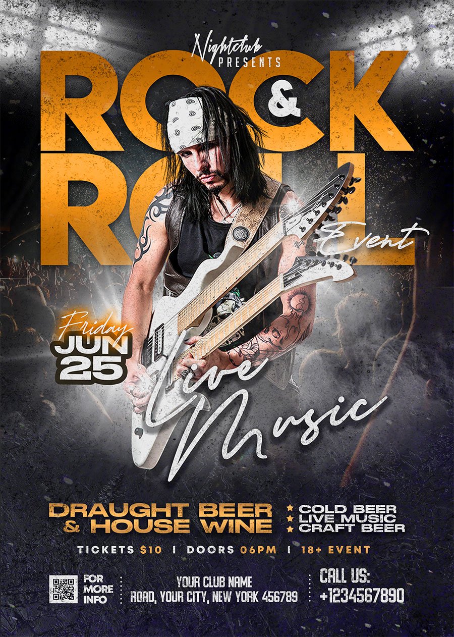 Rock and Roll Live Event Flyer PSD – PSD Zone