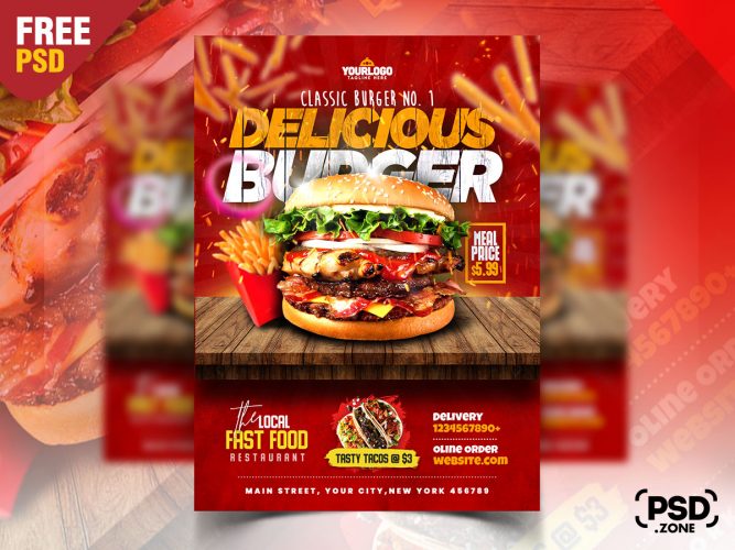 Burger Menu Promotion Flyer PSD Template - PSD Zone Burger Menu Promotion Flyer PSD Template - PSD Zone