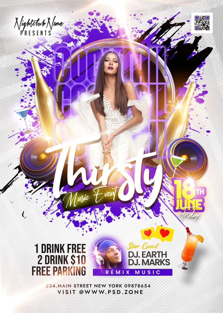 Cocktail Party Invitation Flyer PSD Template – PSD Zone