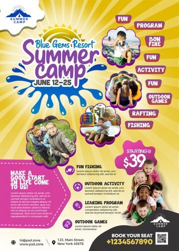 Kids Summer Camp Activities Flyer Template PSD – PSD Zone
