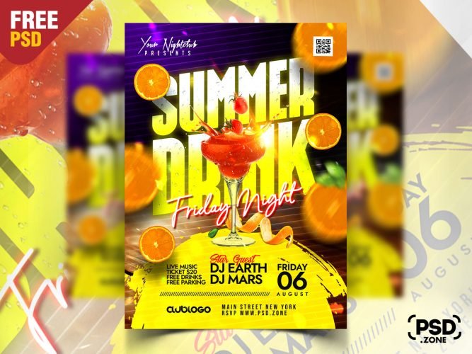 Summer Friday Party Flyer PSD Template – PSD Zone