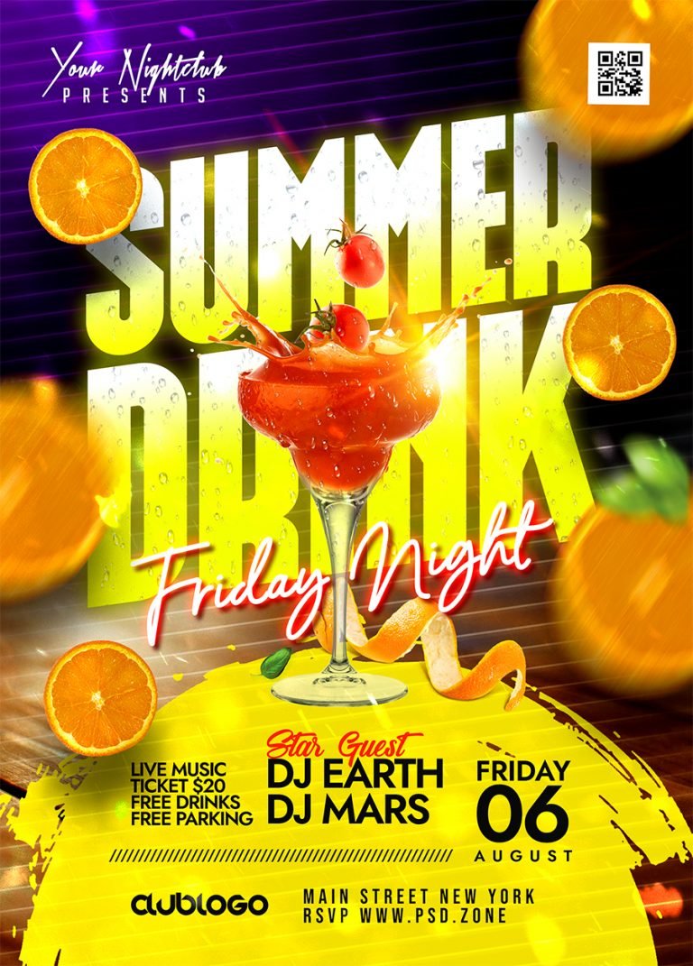Summer Friday Party Flyer PSD Template – PSD Zone