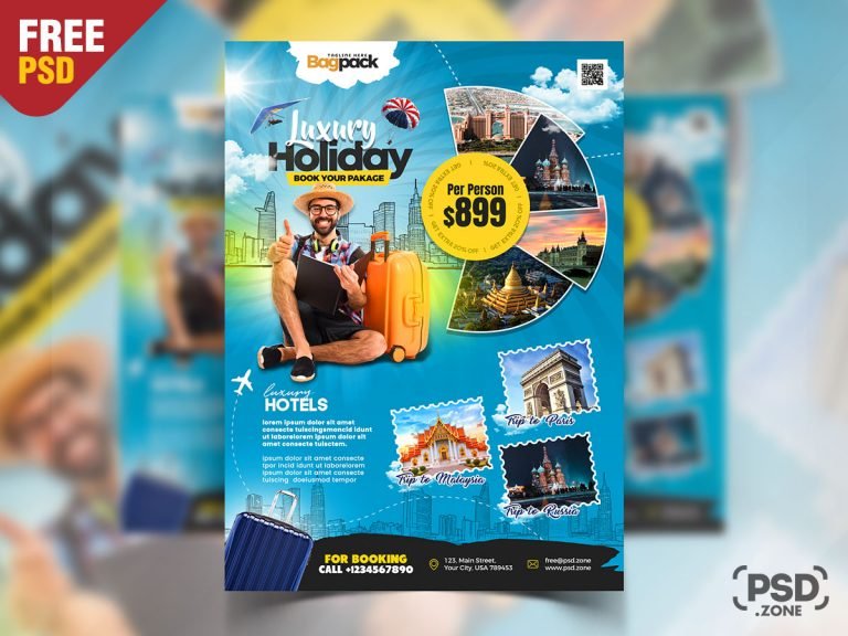 Holiday Travel Business Flyer PSD Template – PSD Zone