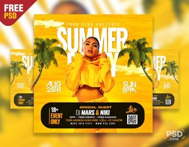 Summer Club Party Social Media Post PSD Template – PSD Zone