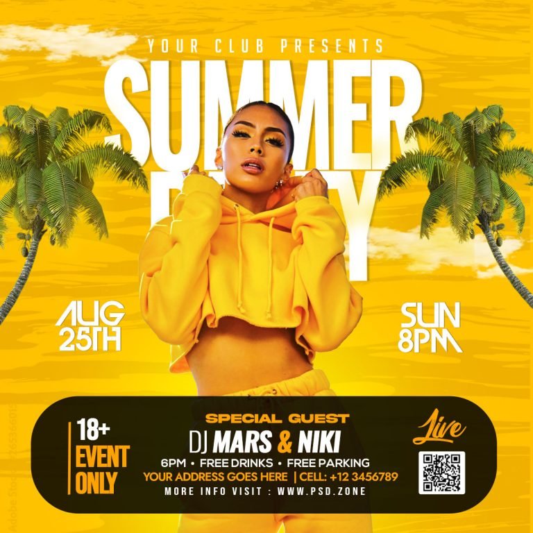 Summer Club Party Social Media Post PSD Template – PSD Zone