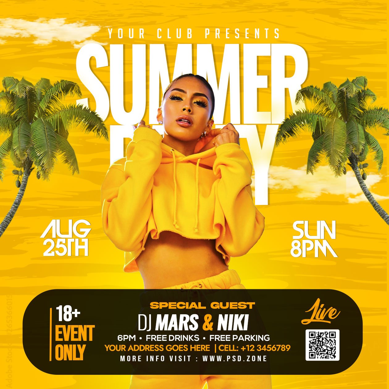 Summer Club Party Social Media Post PSD Template – PSD Zone