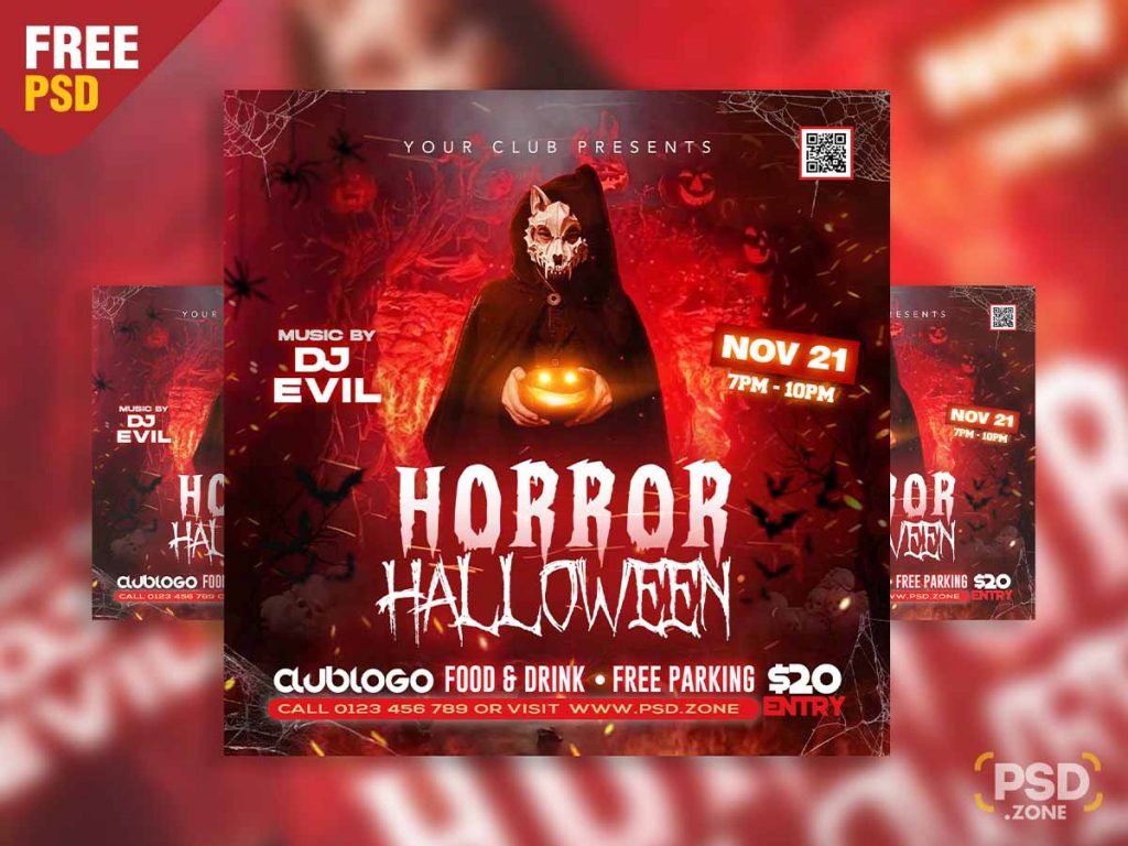 Horror Halloween Party Instagram Post PSD – PSD Zone