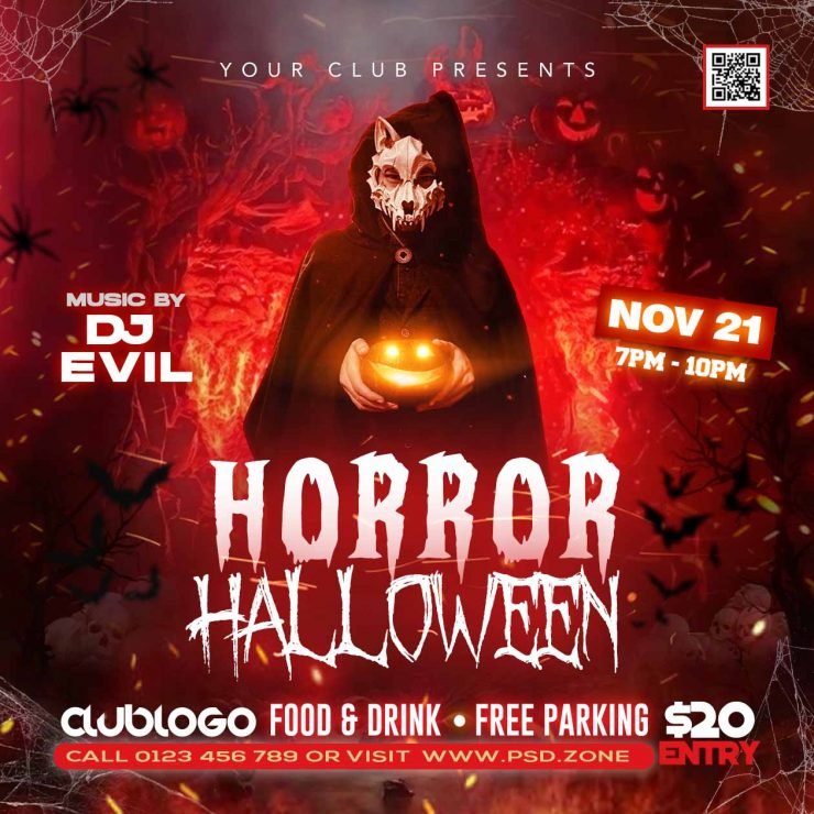 Horror Halloween Party Instagram Post PSD – PSD Zone