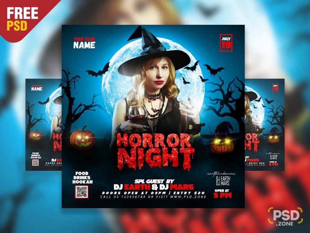 Horror Night Halloween Party Social Media Post PSD – PSD Zone