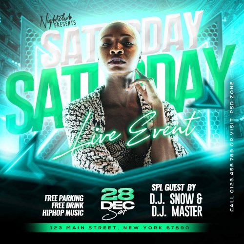 Saturday live event party social media post PSD – PSD Zone