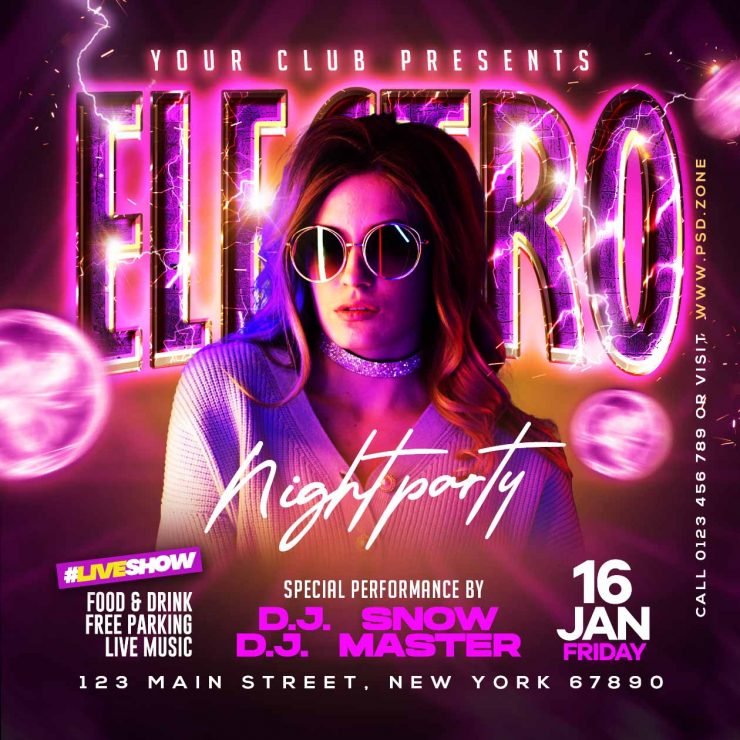 Electro night party instagram post PSD – PSD Zone