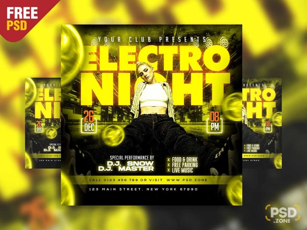 Electro night party social media post PSD – PSD Zone