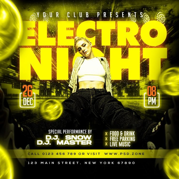 Electro night party social media post PSD – PSD Zone