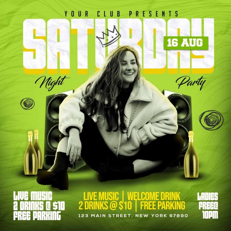 Saturday night party social media post PSD – PSD Zone