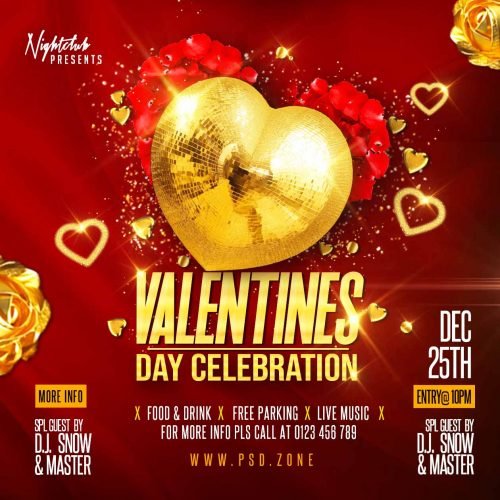 Valentines day celebration party social media post PSD – PSD Zone