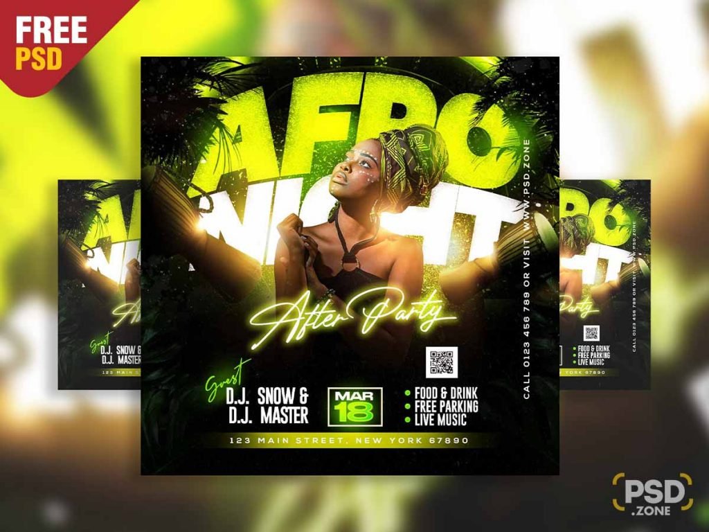 Afro night after party social media post PSD – PSD Zone