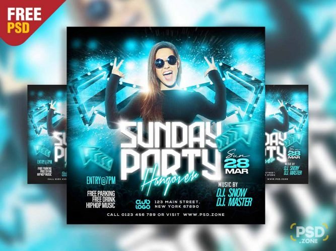 Sunday party hangover social media post PSD - PSD Zone