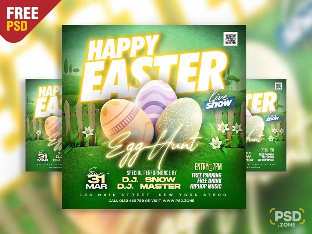 Happy easter egg hunt social media post PSD - PSD Zone