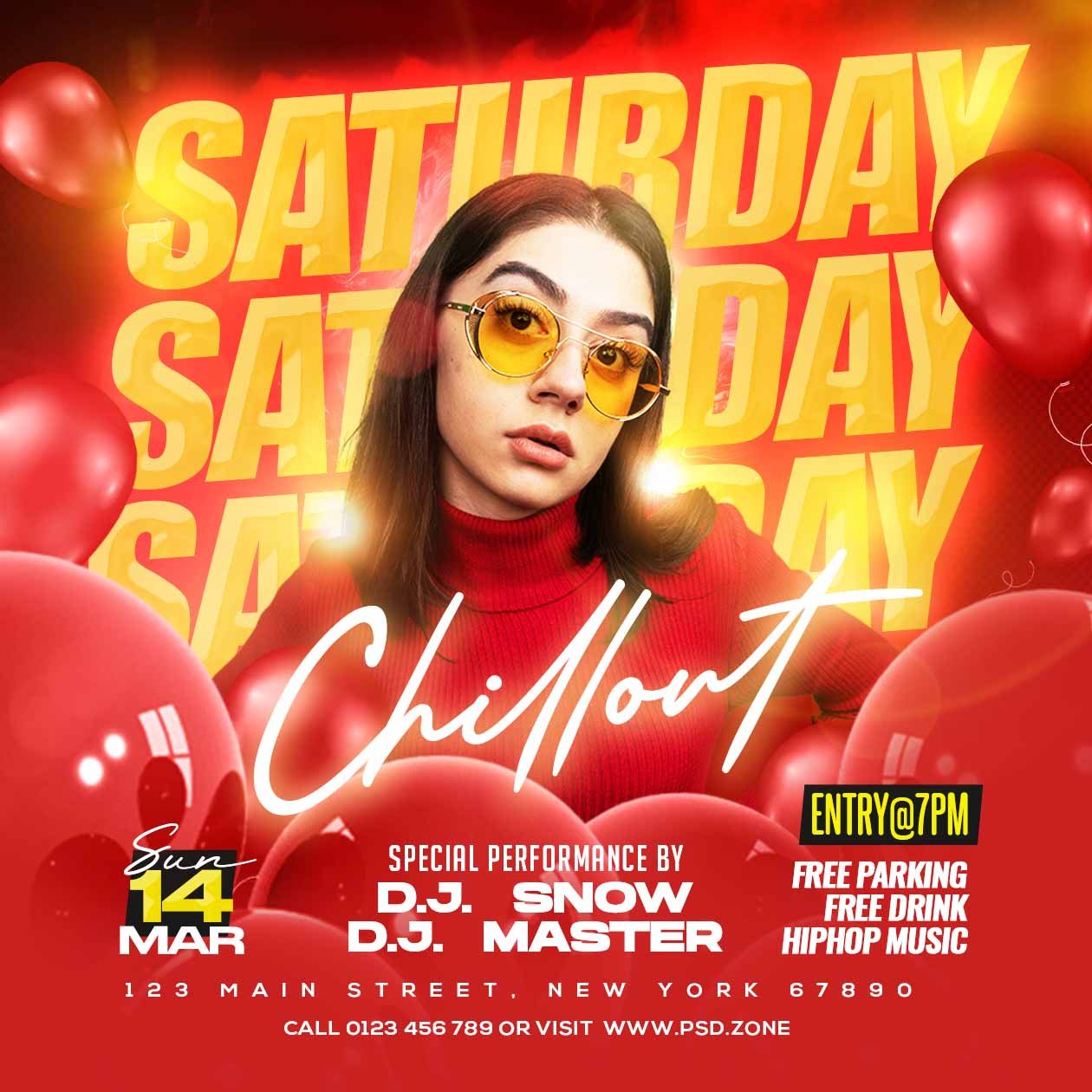 Saturday chillout party social media post PSD – PSD Zone